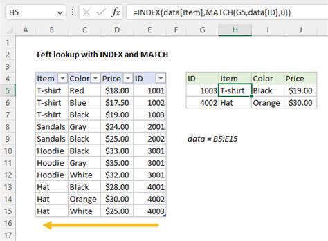 example of a left lookup with index and match