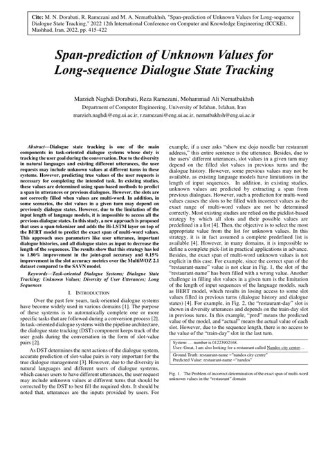 Pdf Span Prediction Of Unknown Values For Long Sequence Dialogue