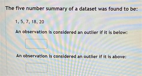 Solved The Five Number Summary Of A Dataset Was Found To Be