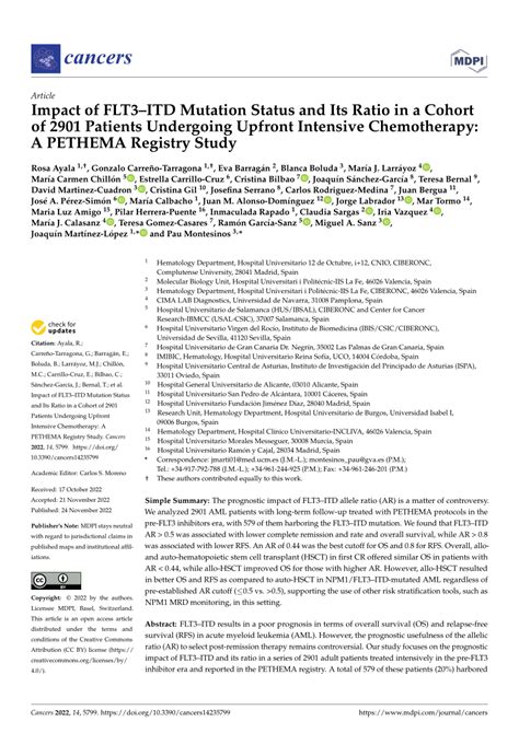 Pdf Impact Of Flt3 Itd Mutation Status And Its Ratio In A Cohort Of 2901 Patients Undergoing