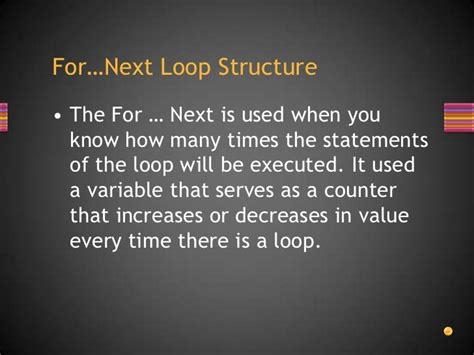 Fornext Loop Structure