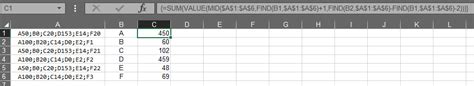 String How Can I Sum The Value Between Two Delimiters In Excel Based On The First Letter That
