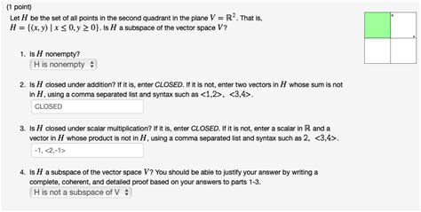 Solved Point Let H Be The Set Of All Points In The Chegg