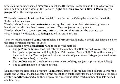 Solved Create A New Package Named Program5 In Eclipse The