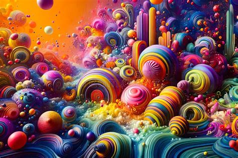 Colorful Abstract Swirling Spheres Floating In Motion Background Stock Illustration