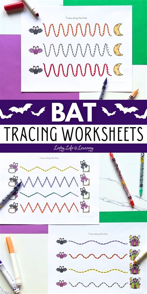 Bat Tracing Worksheets For Fine Motor Skills Development