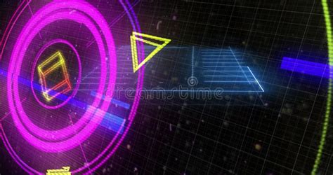 Image Of Green Grid And Particles Forming Dna Helix Over Processing