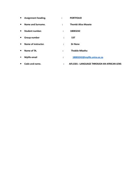 Afl1501 Assignment 6 Assignment Heading Portfolio Name And Surname
