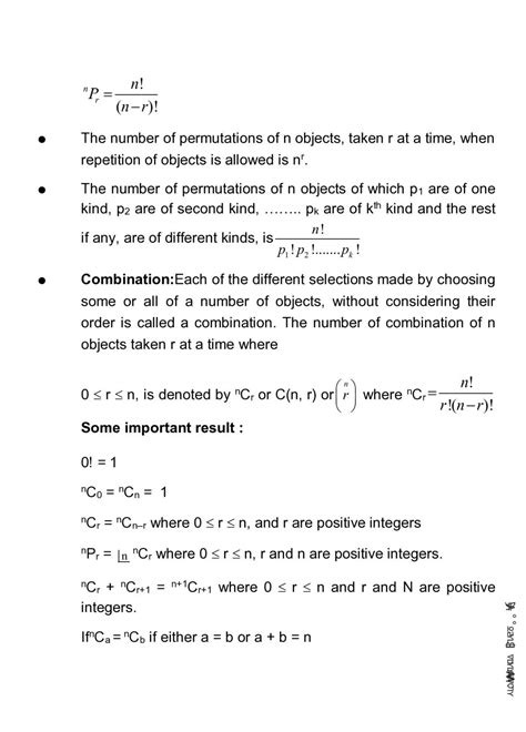 Class 11 Maths Permutations And Combinations Notes All Important Notes