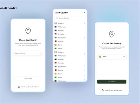 select your country mobile app ui ux by rasel khan on dribbble