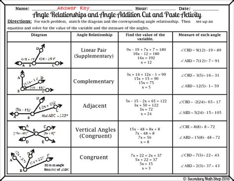 Angle Relationships And Measures Cut Paste And Solve Group Act Tpt