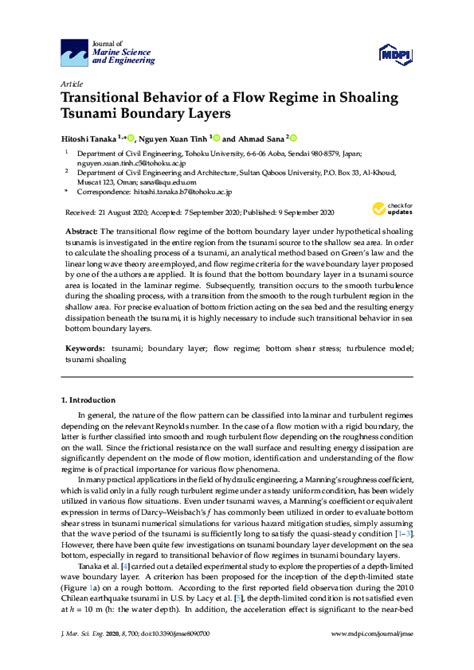 Pdf Transitional Behavior Of A Flow Regime In Shoaling Tsunami Boundary Layers