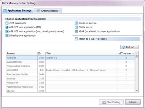 Attaching To A Process Ants Memory Profiler 7 Product Documentation