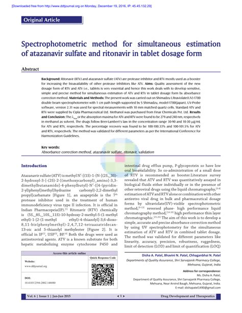 pdf spectrophotometric method for simultaneous estimation of