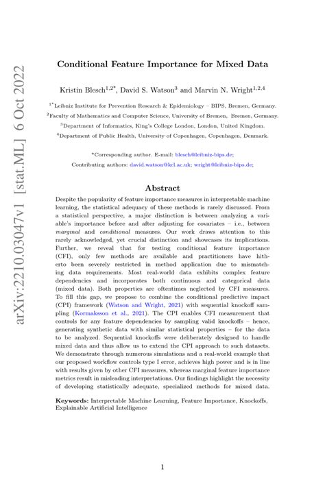 pdf conditional feature importance for mixed data