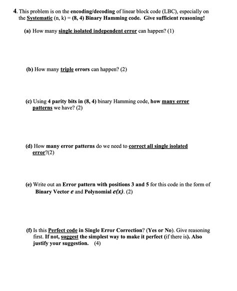 4 This Problem Is On The Encodingdecoding Of Linear