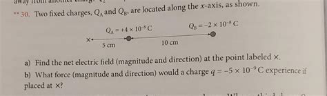 Solved 30 Two Fixed Charges Qa And Qb Are Located