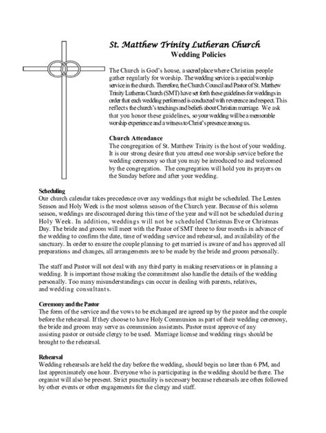 Fillable Online Wedding Guidelinestrinity Lutheran Church Fax Email Print Pdffiller