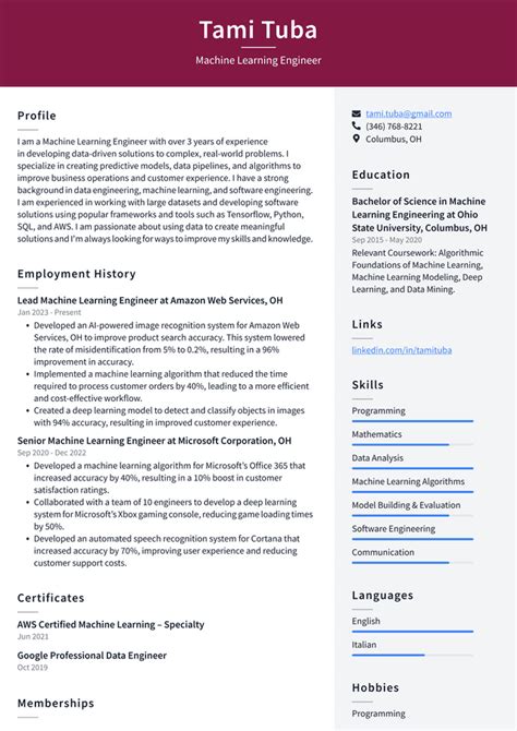 Meta Machine Learning Engineer Resume Examples ResumeCat