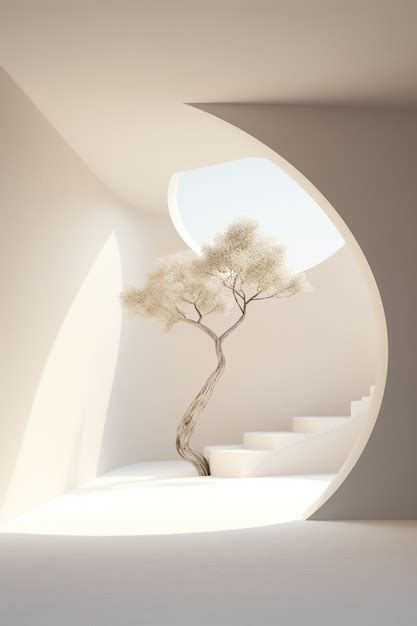 3d Baum Mit Blättern Und Zweigen Auf Dem Podium Kostenlose Foto