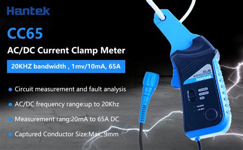 Hantek Cc 65 Ac Dc Multimeter Current Clamp Meter With Bnc Connector Up To 20 Khz 20ma To 65a Dc