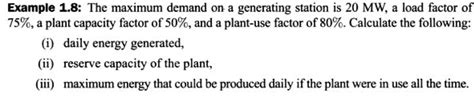 Solved Example 18 The Maximum Demand On A Generating Station Is 20
