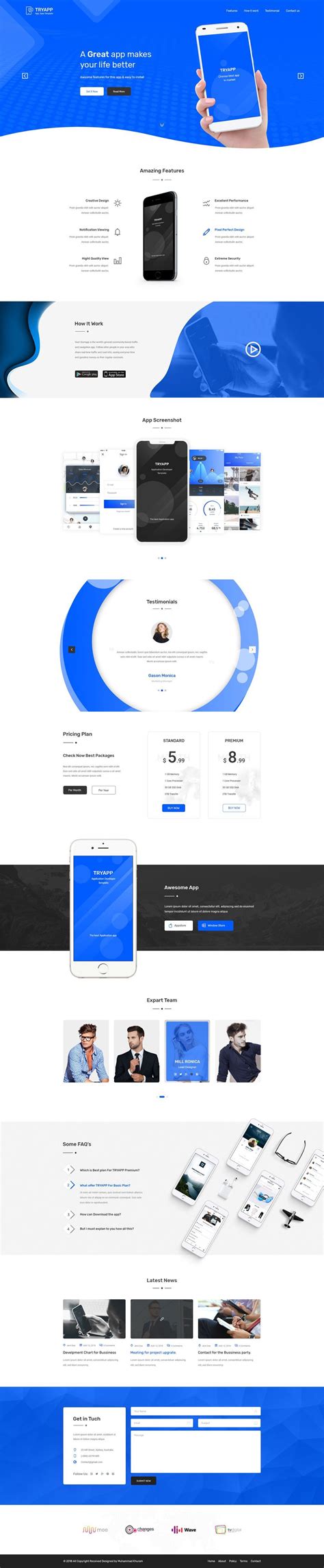 Software App Saas Landing Page PSD Website Template App Website