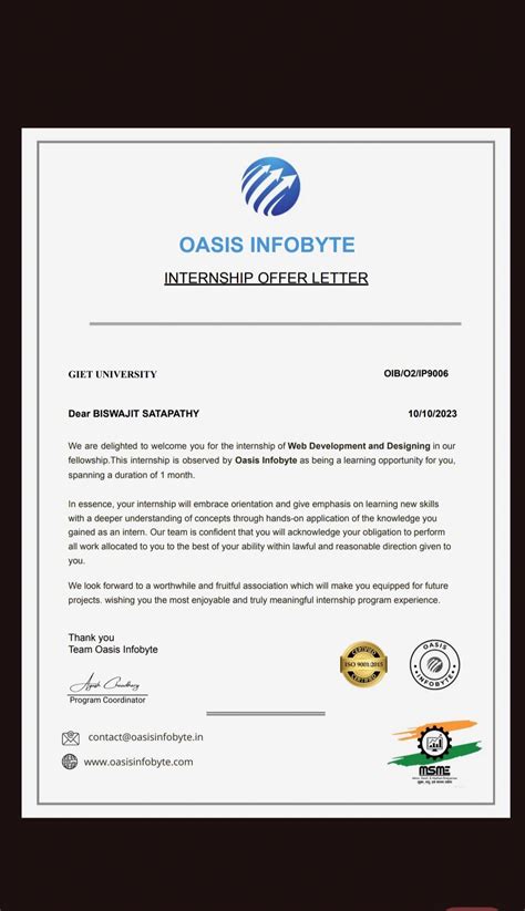 Biswajit Satapathy On Linkedin Connections Oasisinfobyte Internship Webdevelopment Design