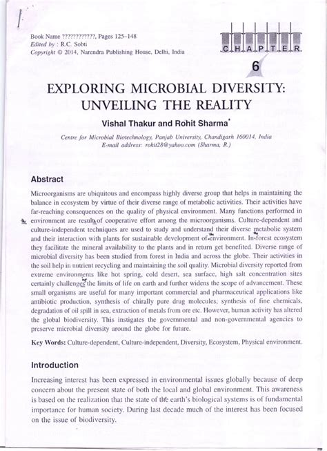 Pdf Exploring Microbial Diversity Unveiling The Reality