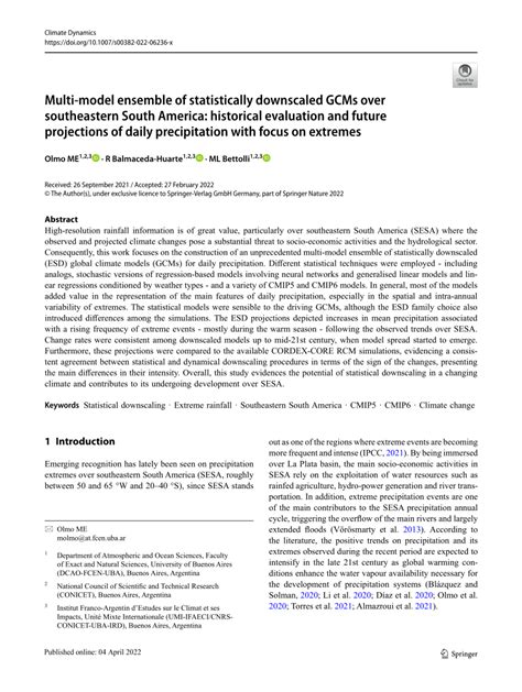 Pdf Multi Model Ensemble Of Statistically Downscaled Gcms Over