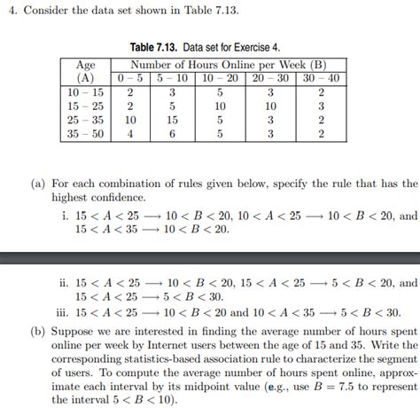 Solved Consider The Data Set Shown In Table 713table 713