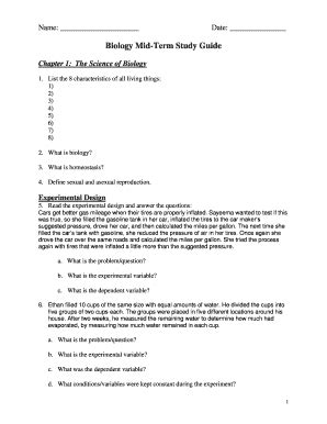 Fillable Online Biology Midterm Review Sheet Biologycieri Fax Email Print PdfFiller