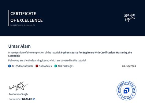 Umar Alam On Linkedin I Have Completed Python Course For Beginners