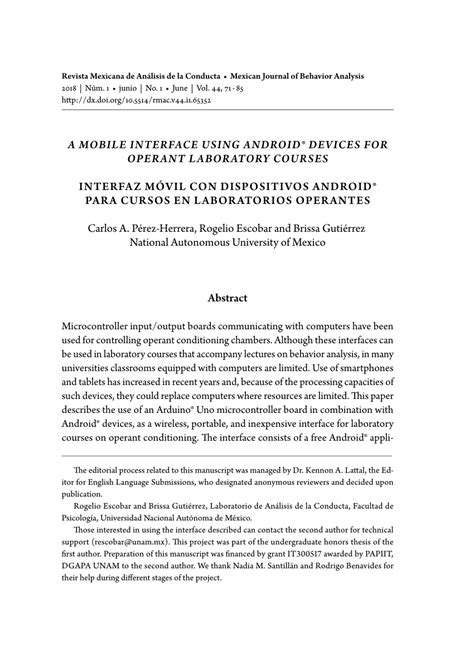 Pdf A Mobile Interface Using Android® Devices For Operant Laboratory Courses