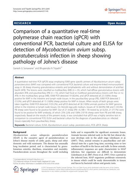 Pdf Comparison Of A Quantitative Real Time Polymerase Chain Reaction Qpcr With Conventional