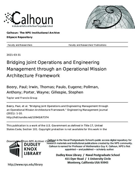 Pdf Bridging Joint Operations And Engineering Management Through An