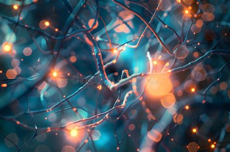 Abstract Neural Network Concept Wih Interconnected Glowing Nodes And