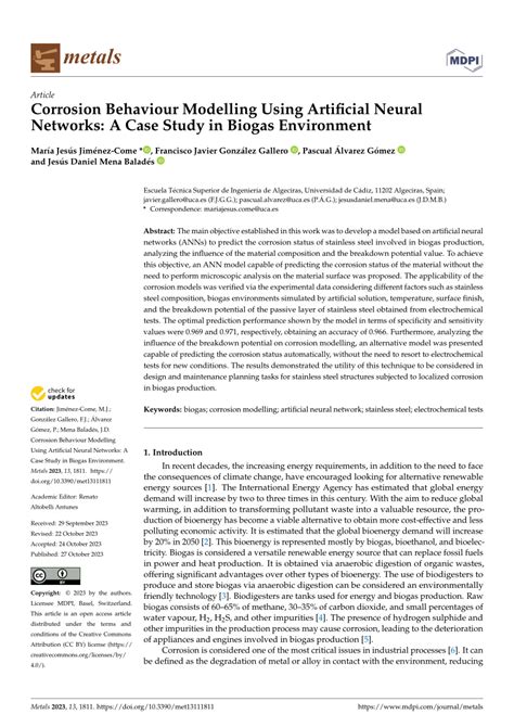 Pdf Corrosion Behaviour Modelling Using Artificial Neural Networks A