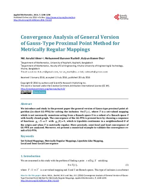 Pdf Convergence Of Gauss Type Proximal Point Method
