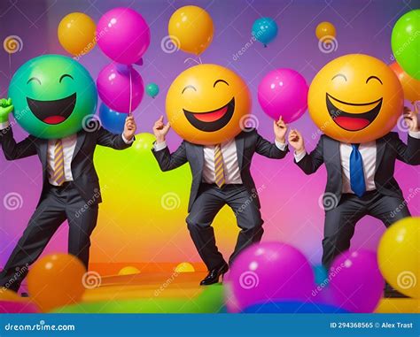 Business Attire Emoji Smiles Having Fun At The Party Stock Illustration Illustration Of