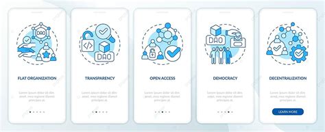 Dao Characteristics Blue Onboarding Mobile App Screen Dao Icon Idea Vector Template Download On