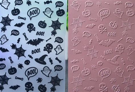 Boo Halloween Embossing Folder Card Making Scrapbooking Crafts Bats Spiderweb Witch Hats Ghost