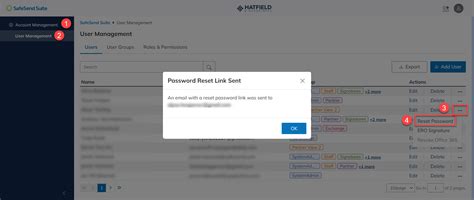 Reset Password Safesend Returns