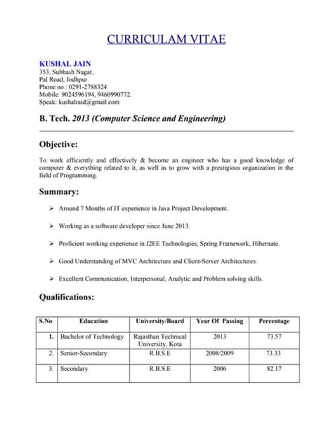Resume Kushal Jain Pdf