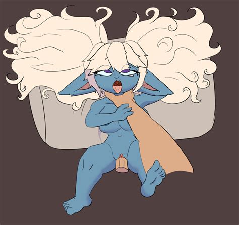 Rule 34 Ahe Gao Asphyxiation Blue Body Blue Skin Duo Ears Down Eye Roll Fangs Female Hair Hi