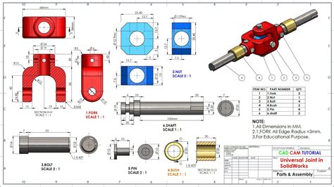 Universal Joint Exercise In Solidworks Youtube