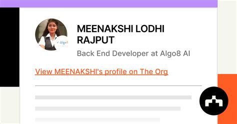 Meenakshi Lodhi Rajput Back End Developer At Algo8 Ai The Org
