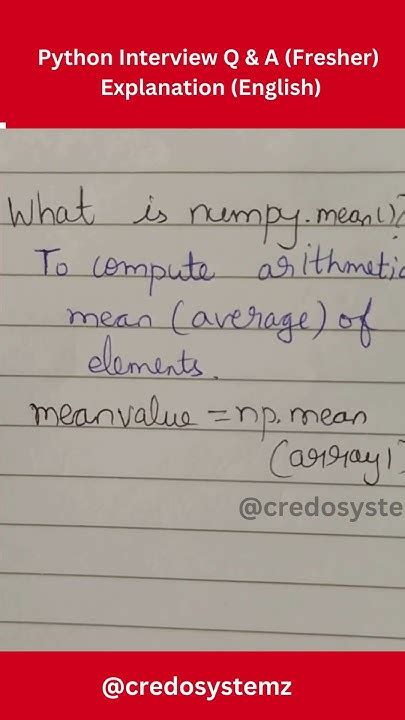 What Is Numpy Mean In Python 26 English Shorts Fresher Credosystemz Trending Numpy