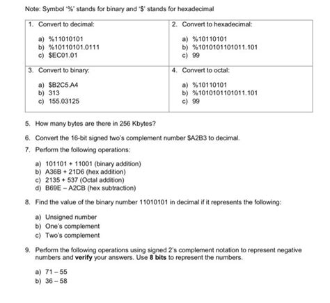 Solved Note Symbol Stands For Binary And Stands