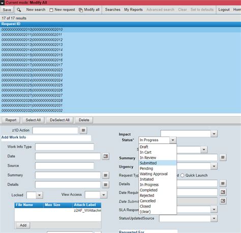 bmc service request management how to do mass cancellation or
